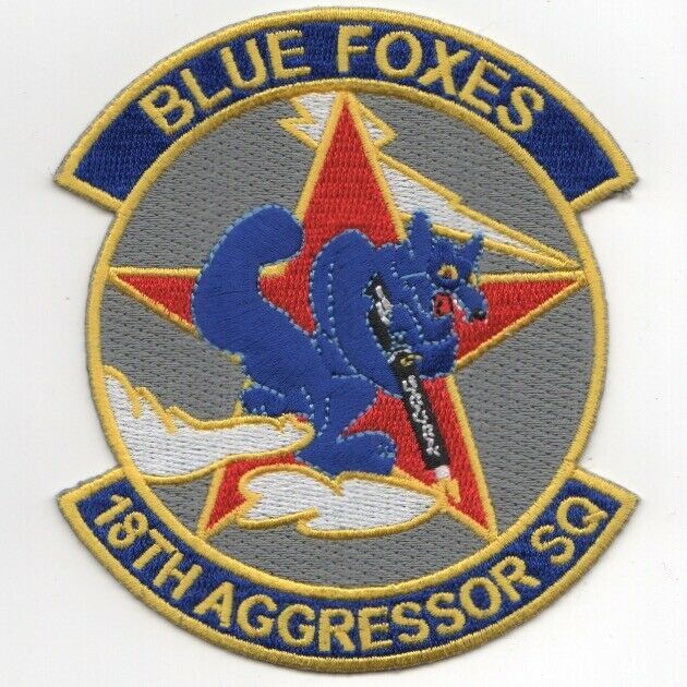 4" USAF AIR FORCE 18TH AGGRESSOR SQUADRON BLUE FOXES EMBROIDERED JACKET ...