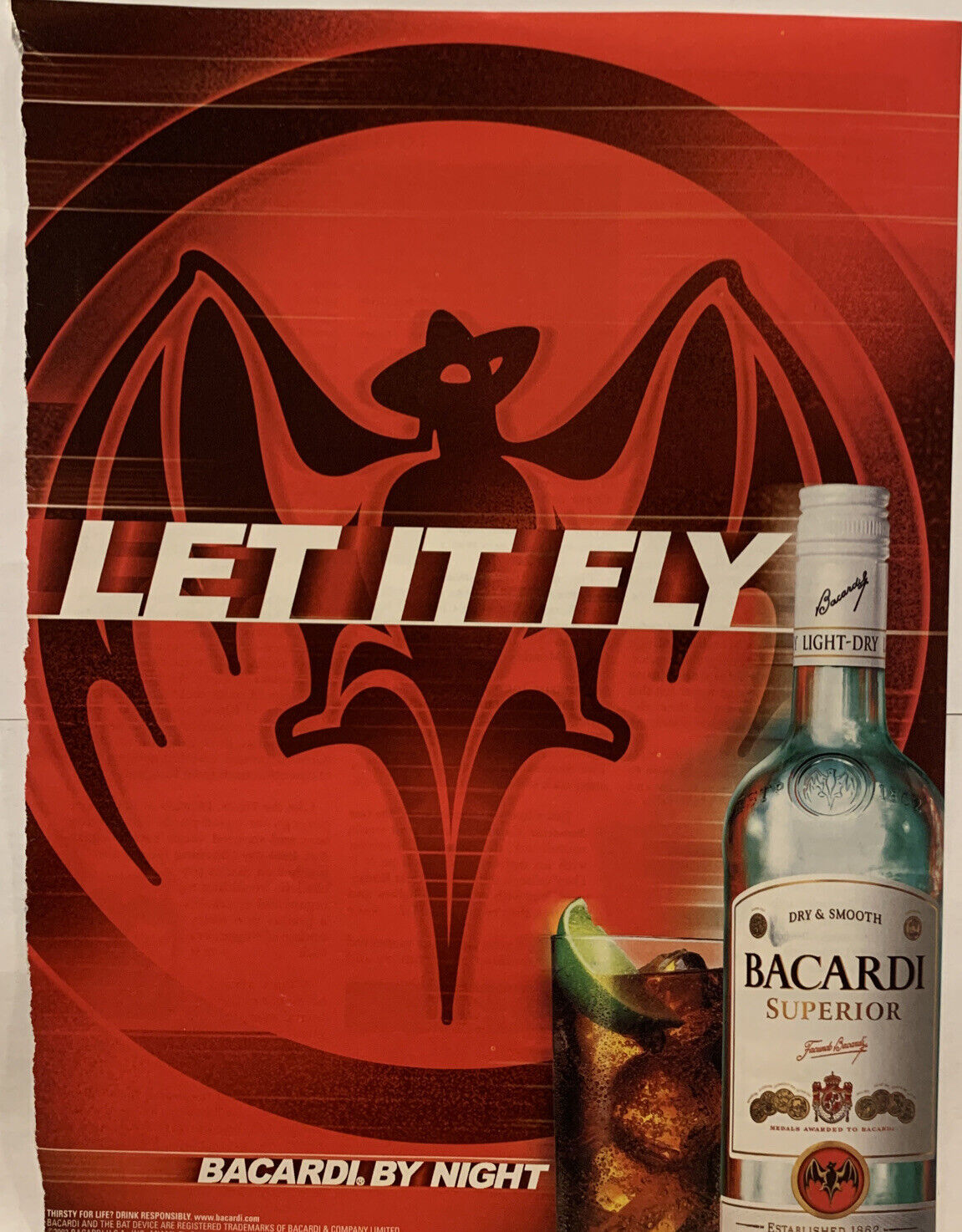 Bacardi Rum Let It Fly Magazine Print Ad - Bacardi