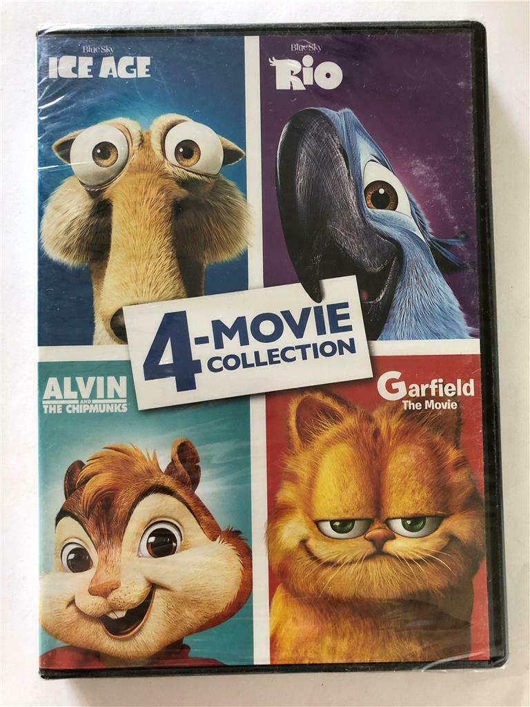 NEW 4 Movies Ice Age, Garfield, Alvin and the Chipmunks & Rio (DVD ...