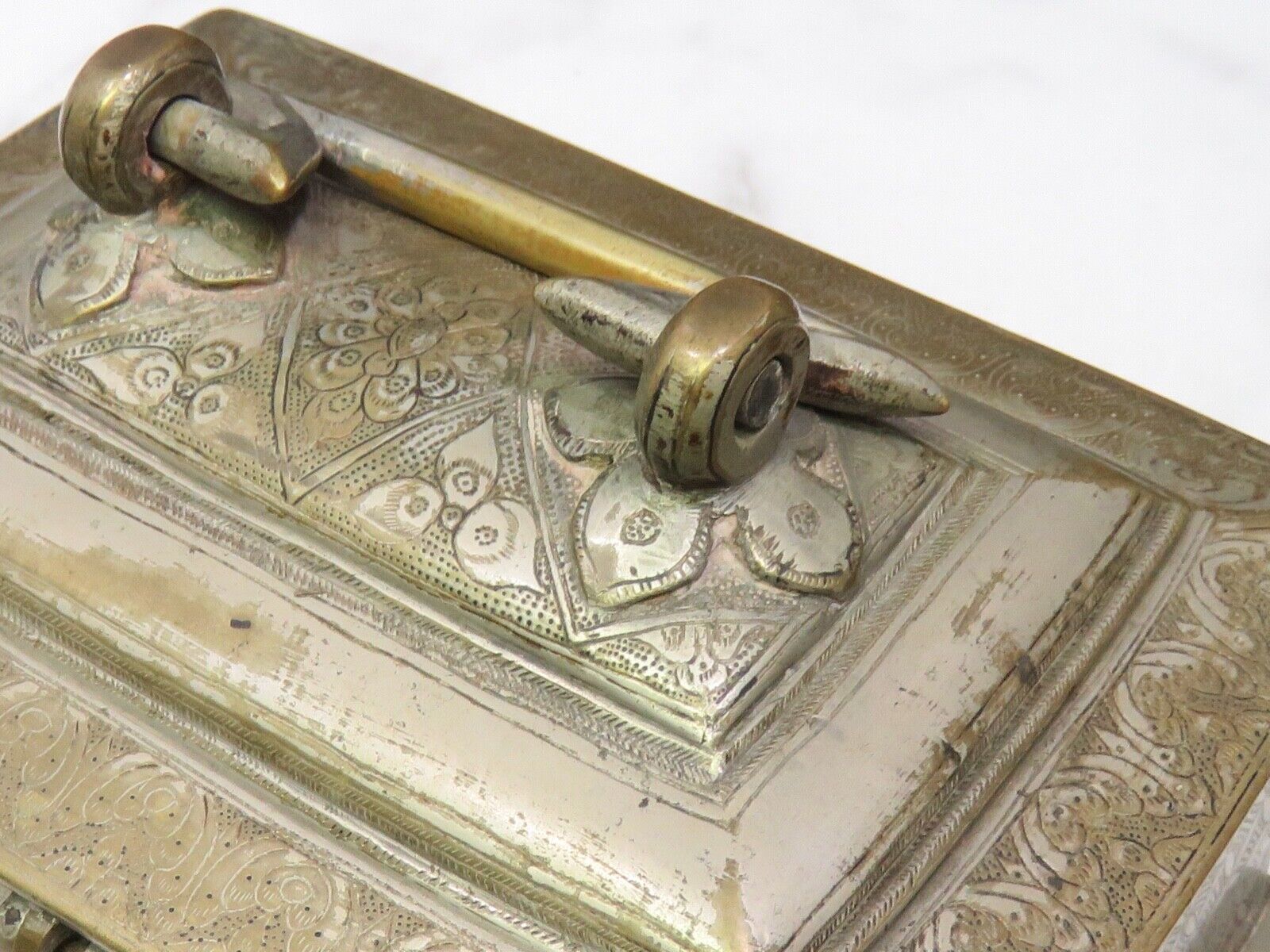 Antique Persian Qajar Islamic Brass Bronze Footed Casket Box 1800s Hand ...