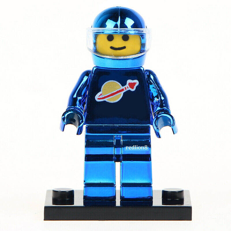 Spaceman (Chrome Blue) Astronaut Lego Compatible Minifigure Bricks Toys ...