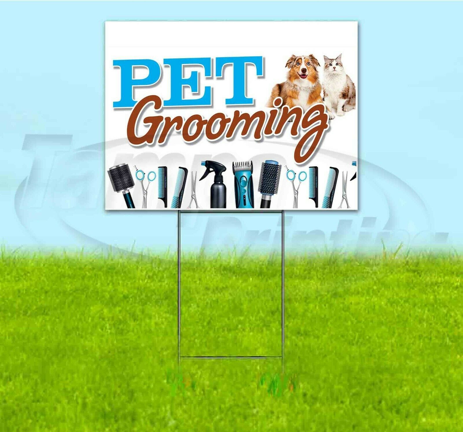 PET GROOMING 18x24 Yard Sign WITH STAKE Corrugated Bandit USA BUSINESS ...