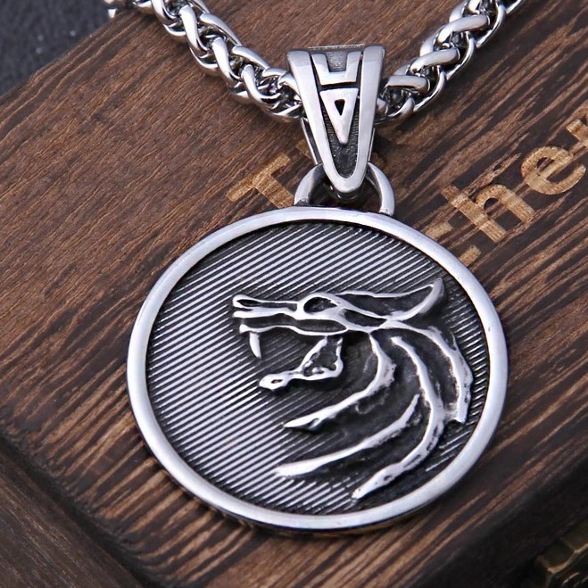 The Witcher Geralt of Rivia Medallion Necklace White Wolf Medallion ...