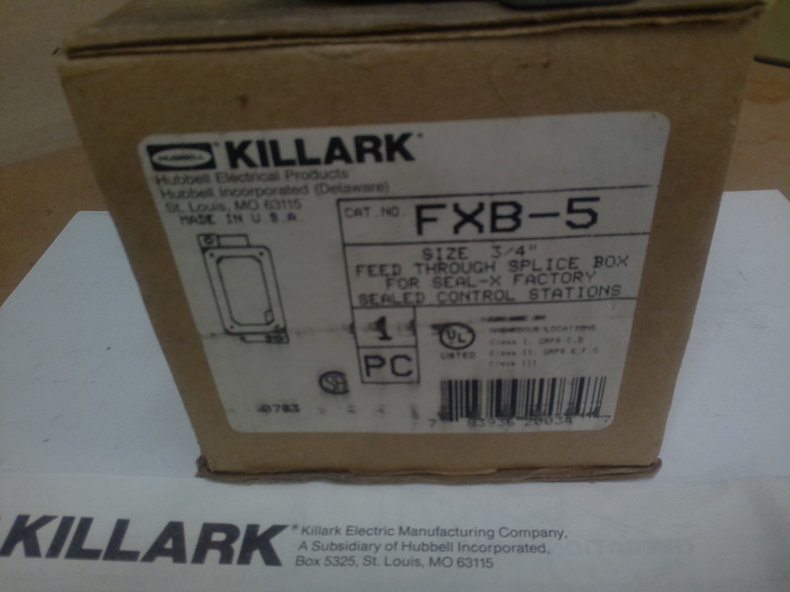 (NIB) KILLARK FXB-5 EXPLOSION PROOF FEED THRU SPLICE BOX / (2) 3/4"NPT ...