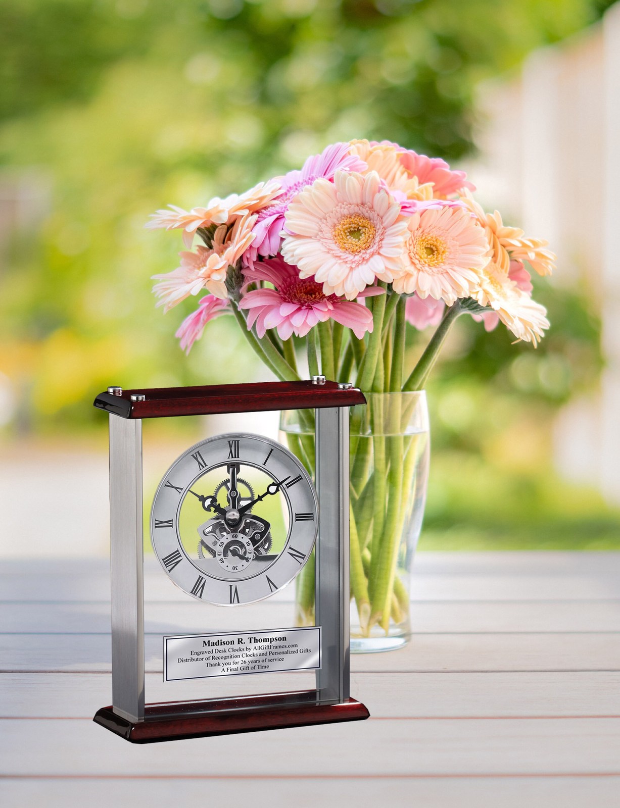 Employee Years of Service Award Retirement Gift Engraved Desk Clock ...