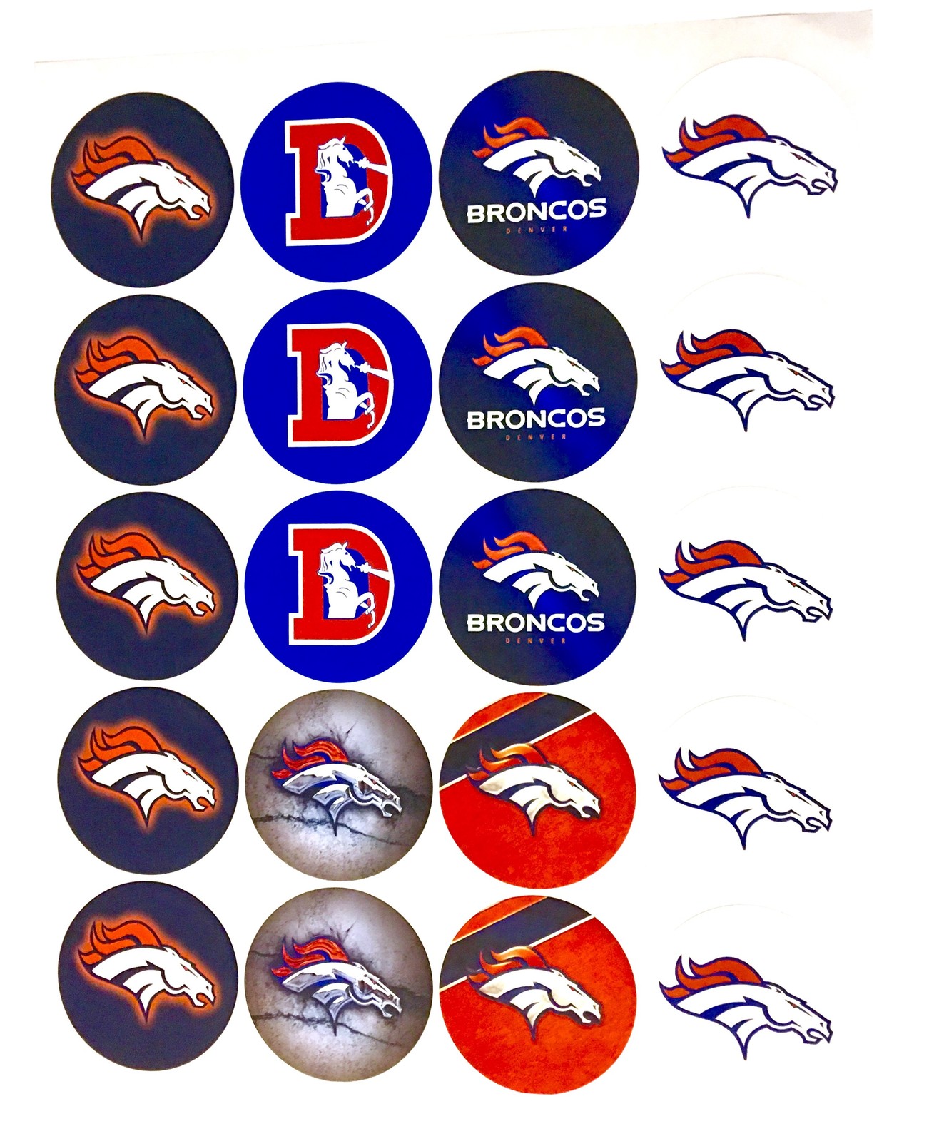 20- 2" DENVER BRONCOS Adhesive Stickers! For cupcake toppers - Sports ...