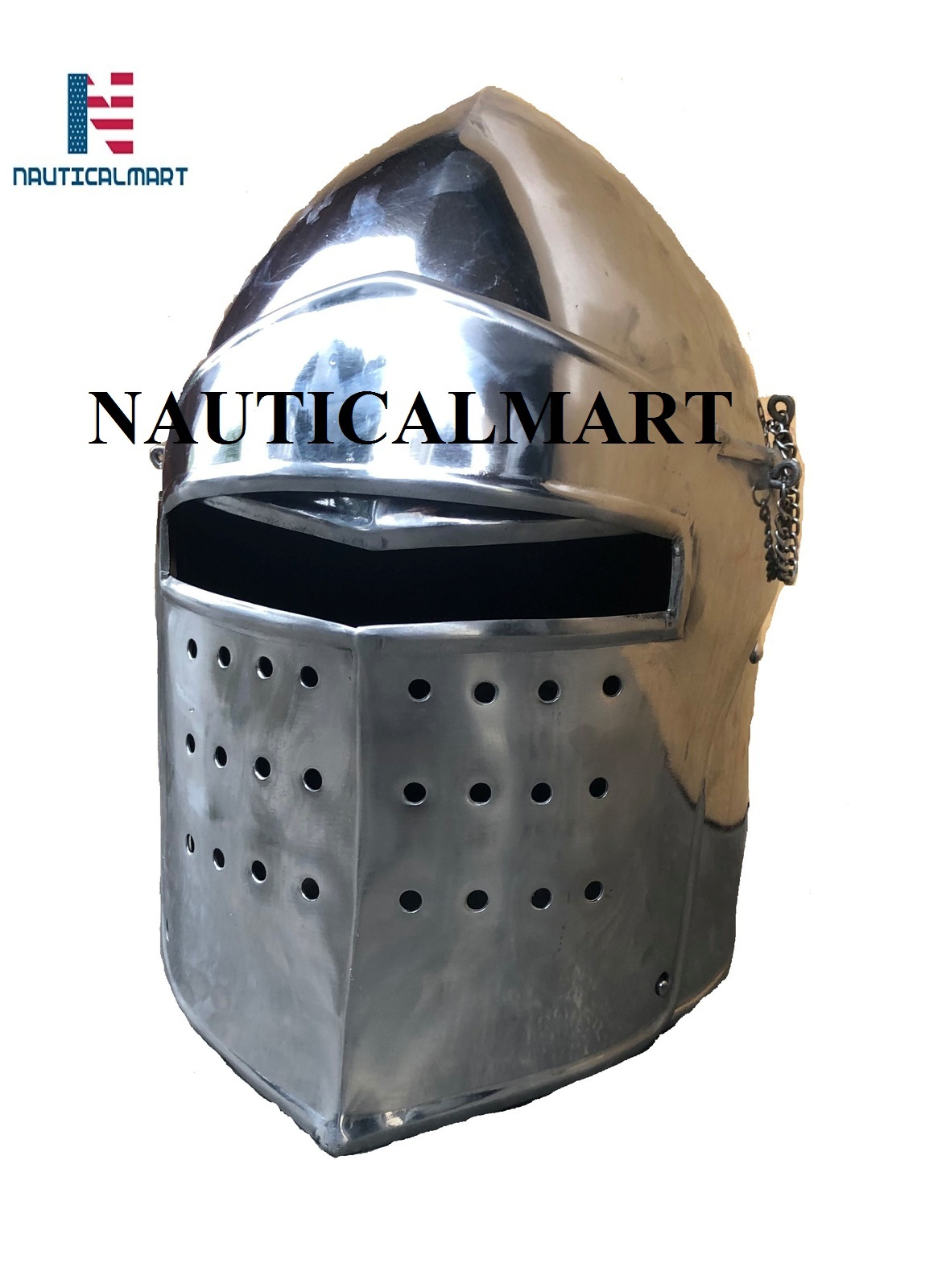 Medieval Closed Barbute Functional Helmet Knight Steel Armor Costume ...