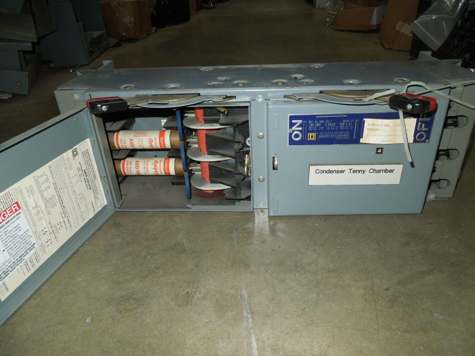 Square D QMB-363-T Series D2 100/100A 3p 600VAC Twin Fusible Panelboard ...