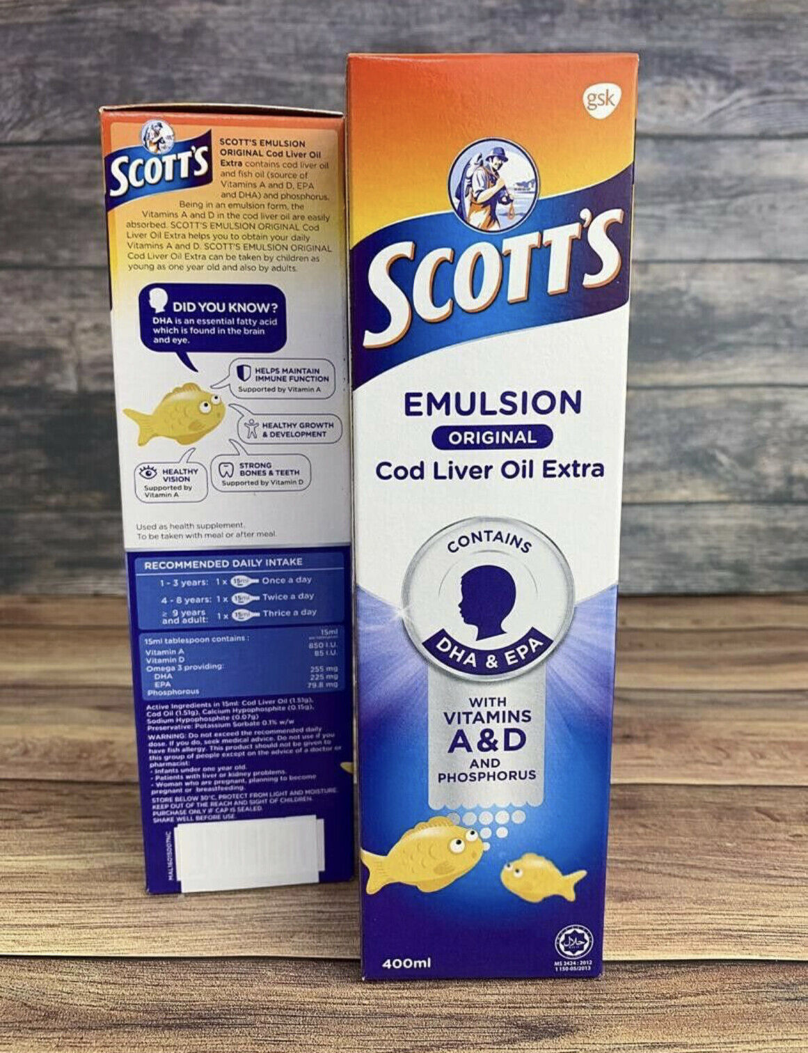 6 Bottles X 400ml SCOTT Emulsion Cod Liver Oil EXTRA Original Flavor ...