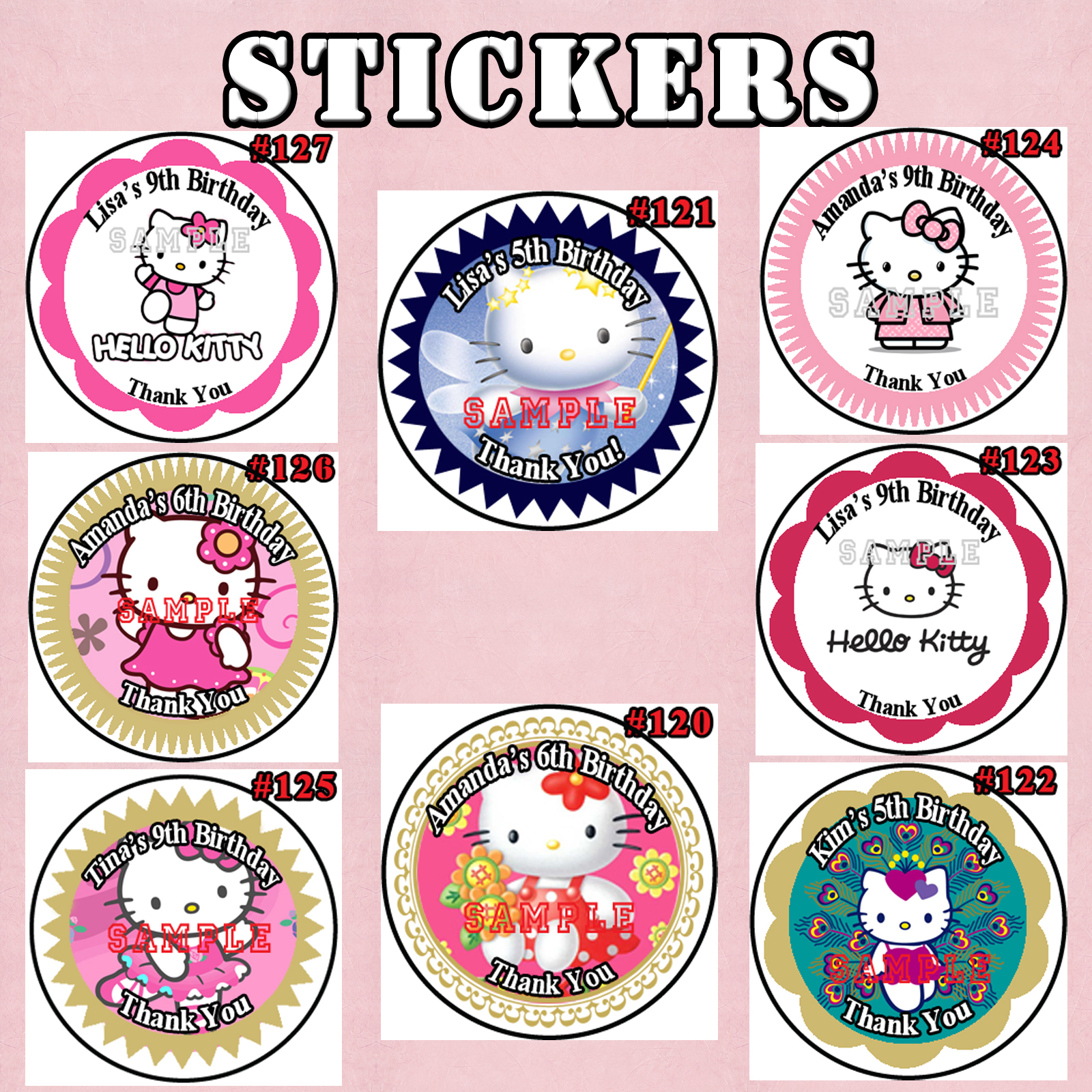 Hello Kitty Birthday Stickers 1 Sheet Round You Pick Size Personalized ...