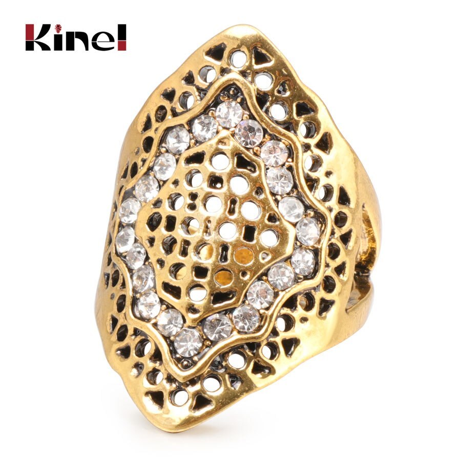 Unique Vintage Wedding Ring Antique Gold Boho Beach Party Crystal Midi ...