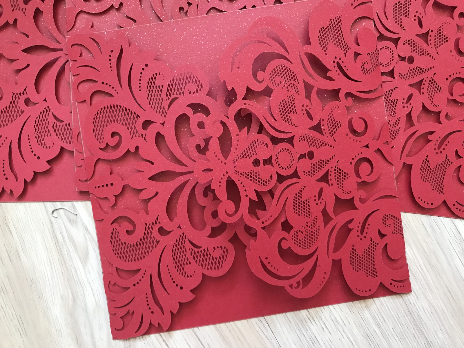 Red Wedding Invitations 50pcs,Invitations Cards,Floral Laser Cut ...