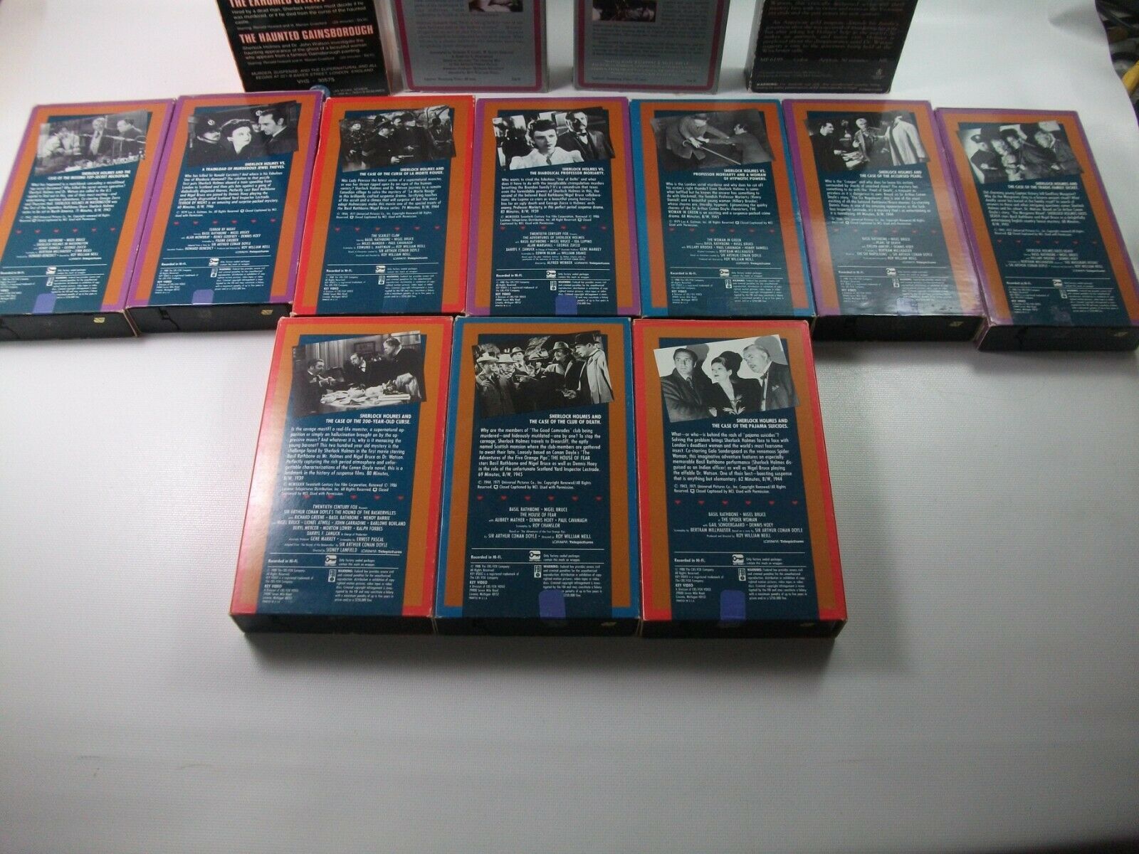 Sherlock Holmes VHS Cassette Tape Lot 14 Tapes Basil Rathbone Arthur ...