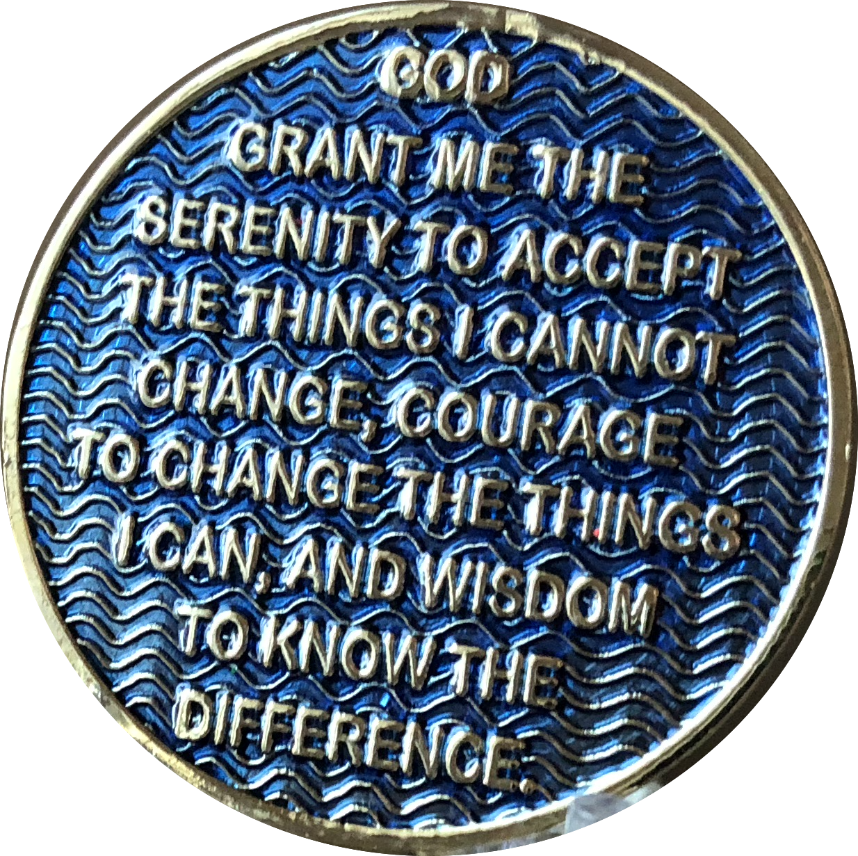 2 Year AA Medallion Reflex Dusty Blue Gold Plated Sobriety Chip Coin II ...