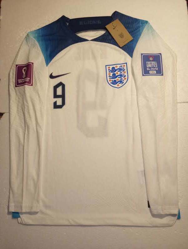 Harry Kane #9 England 2022 World Cup Qatar Match Home Long Sleeve ...