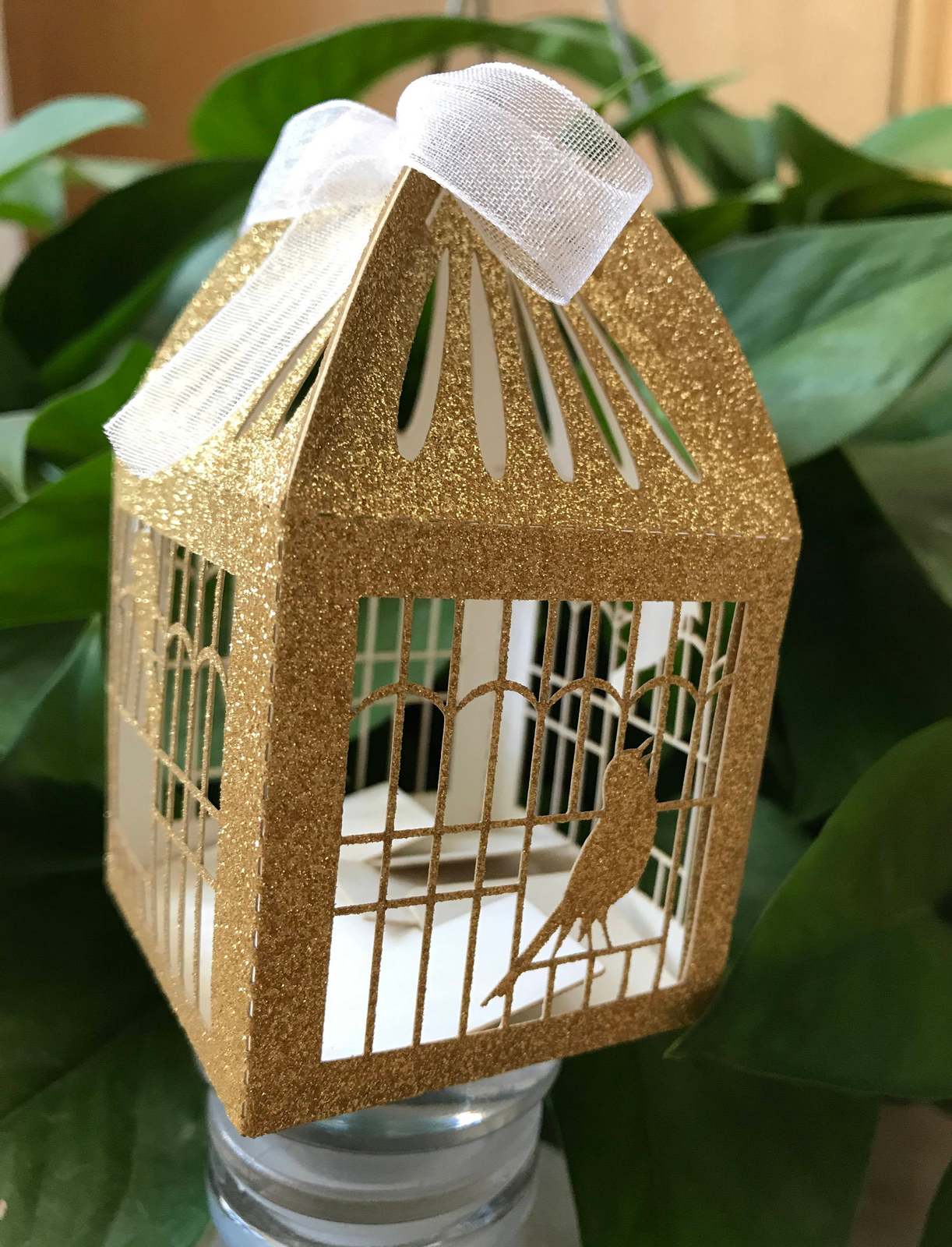 100pcs Love Bird Cage Laser Cut wedding favor box with ribbon,Chocolate ...