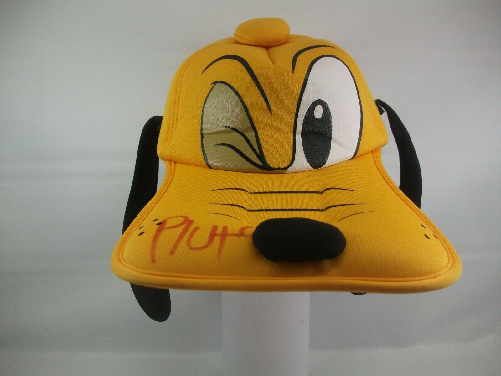 Pluto Autographed Disney Parks Hat Adult Yellow Elastic Back Baseball ...