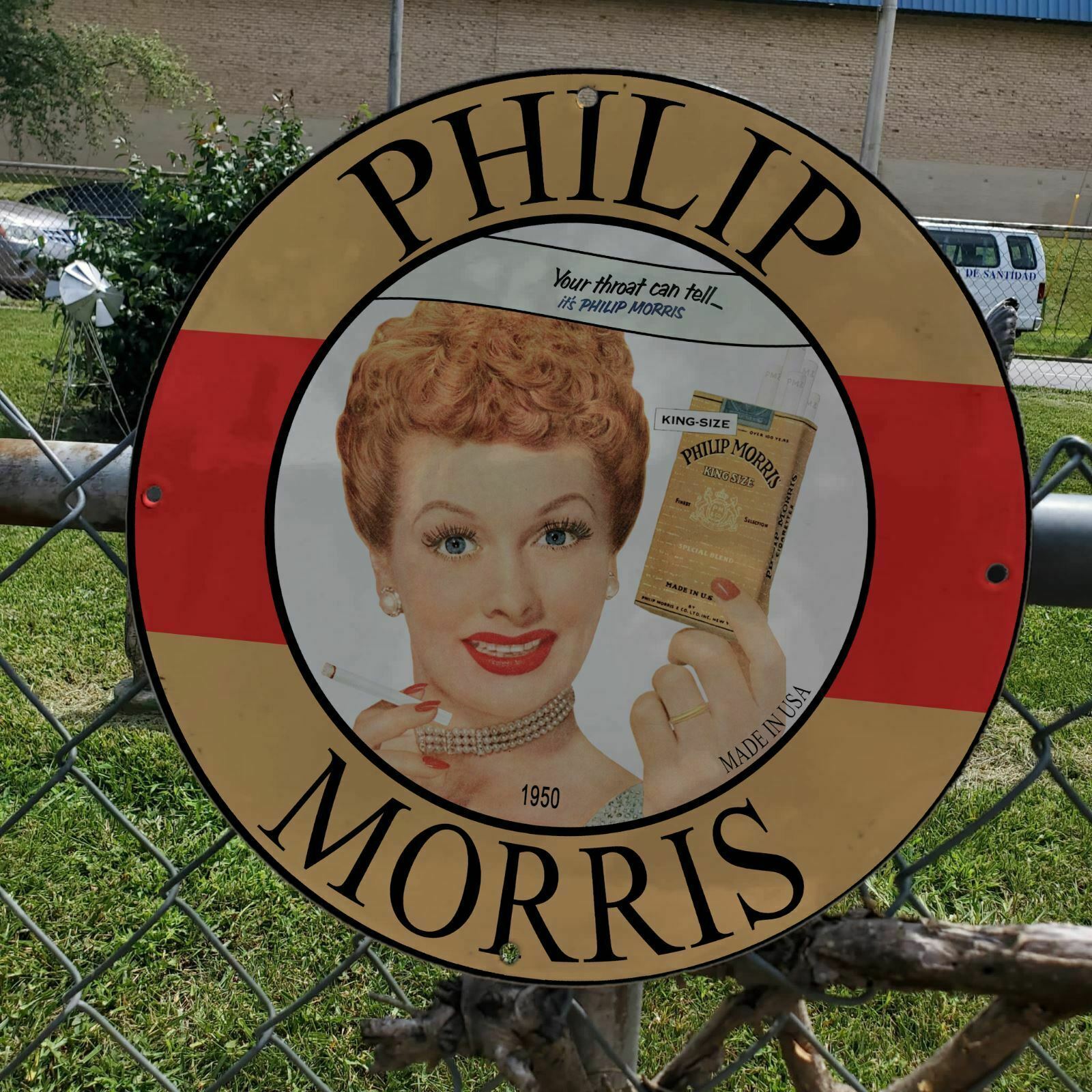 Vintage 1950 Philip Morris King-Size Cigarettes Porcelain Gas & Oil ...