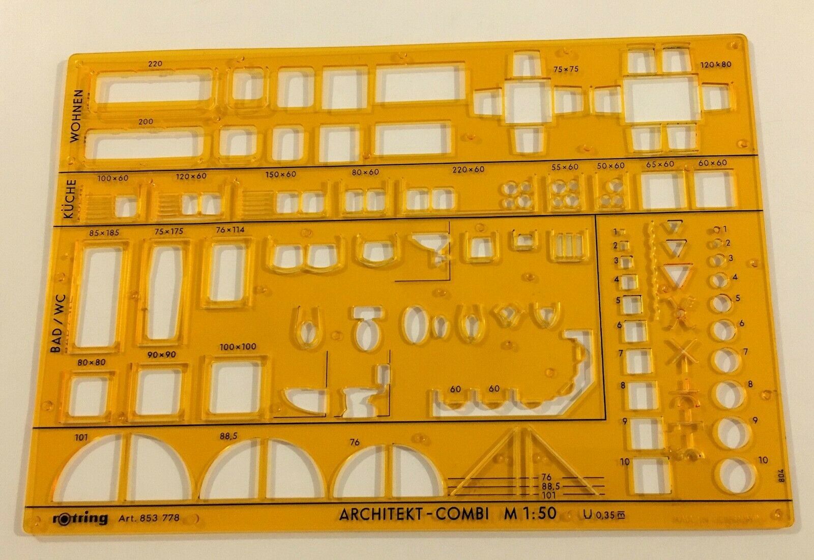 Rotring architect 1:50 technical drawing template schriftschablone Art ...