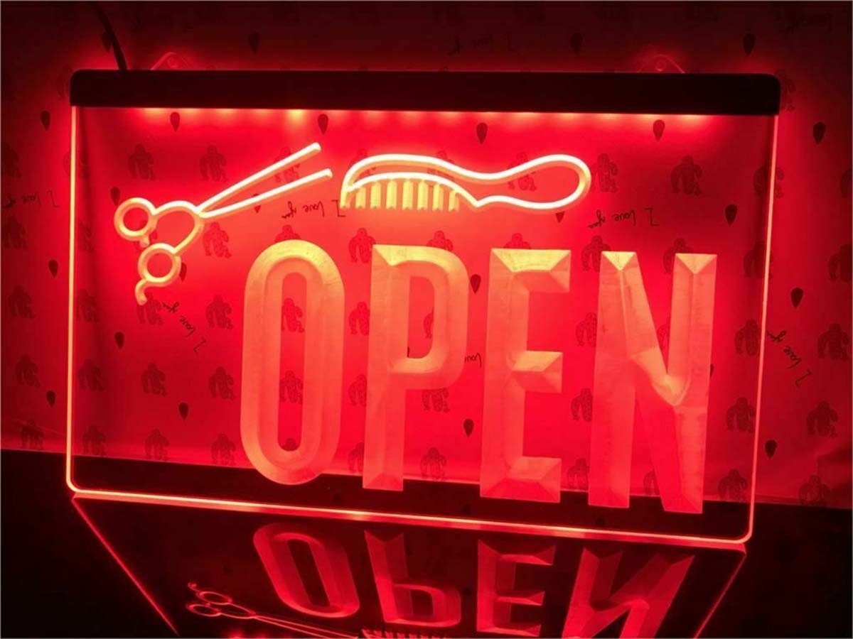 Open Hair Cut Scissor Shop Led Neon Sign Hang Signs Wall Beauty Salon ...