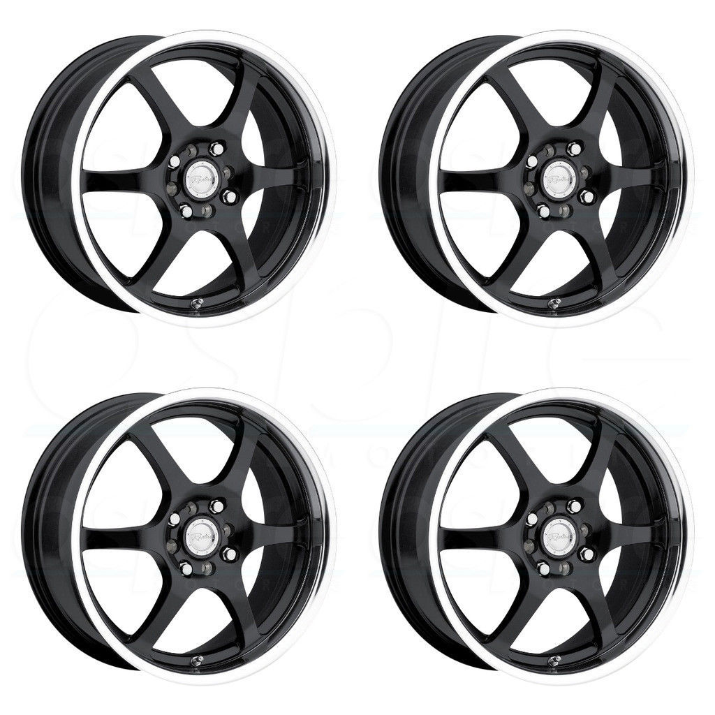 16x7 Raceline 126 Type 4x100/4x108 40 Black Wheels Rims Set(4) - Wheels
