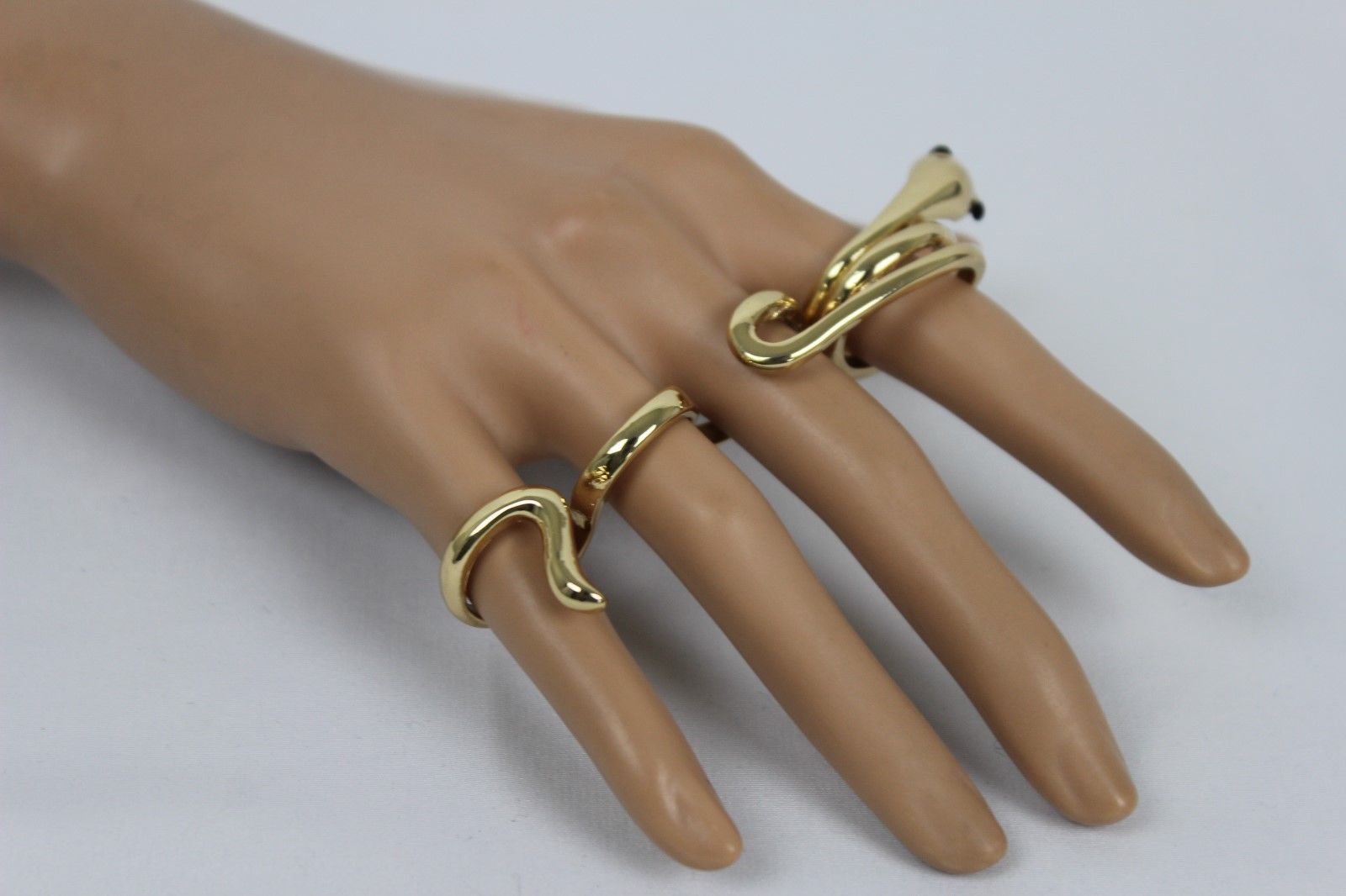 Women Gold Metal Wrap Around Fancy 4 Finger Ring Sexy Hip Hop Jewelry ...