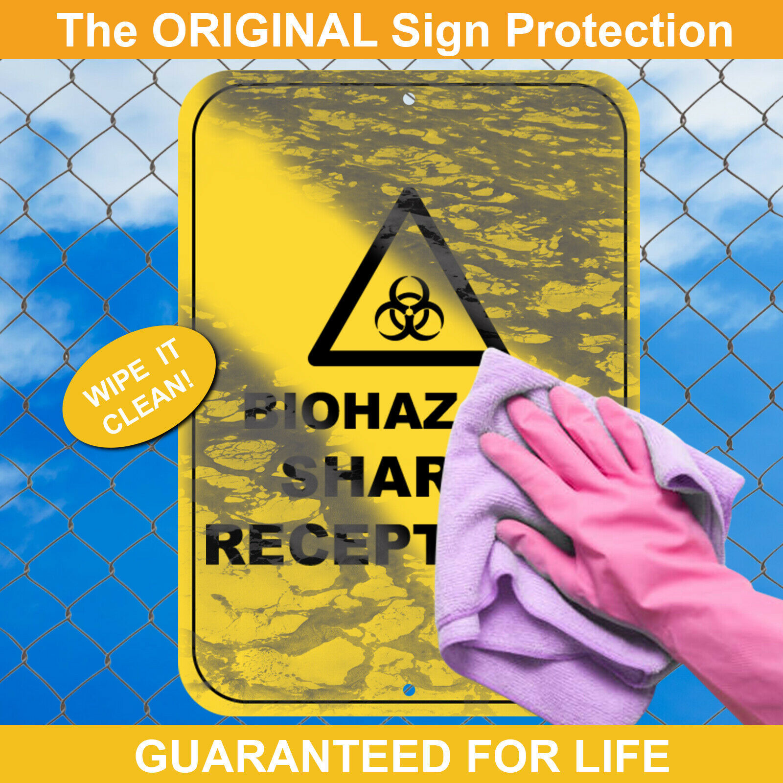 Biohazard Sharps Receptacle Warning Sign, Metal Aluminium Safety ...