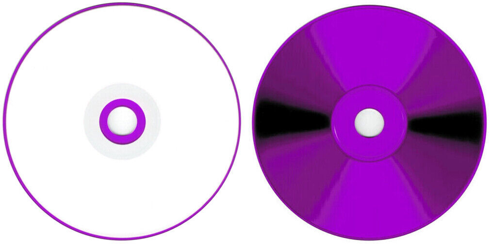 10-Pak WHITE INKJET/PURPLE 80-Min CDR's, Inkjet Hub Top, PURPLE COLORED ...