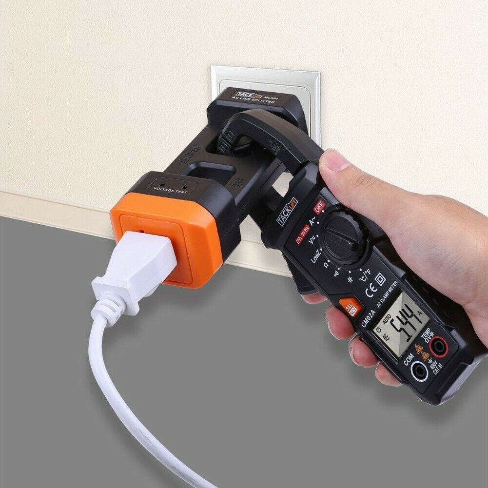 AC Line Splitter Voltage Current Power Cord Tester Clamp Meter 250V 15A ...