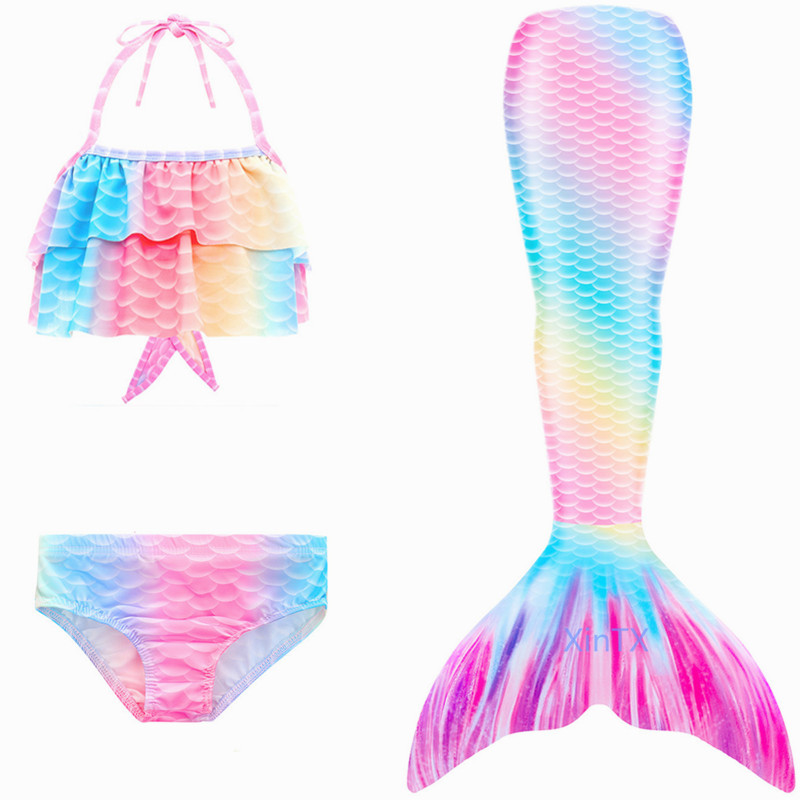NEW!Rainbow Pink Mermaid Tail With Monofin Fin Fancy Swimmable Mermaid ...