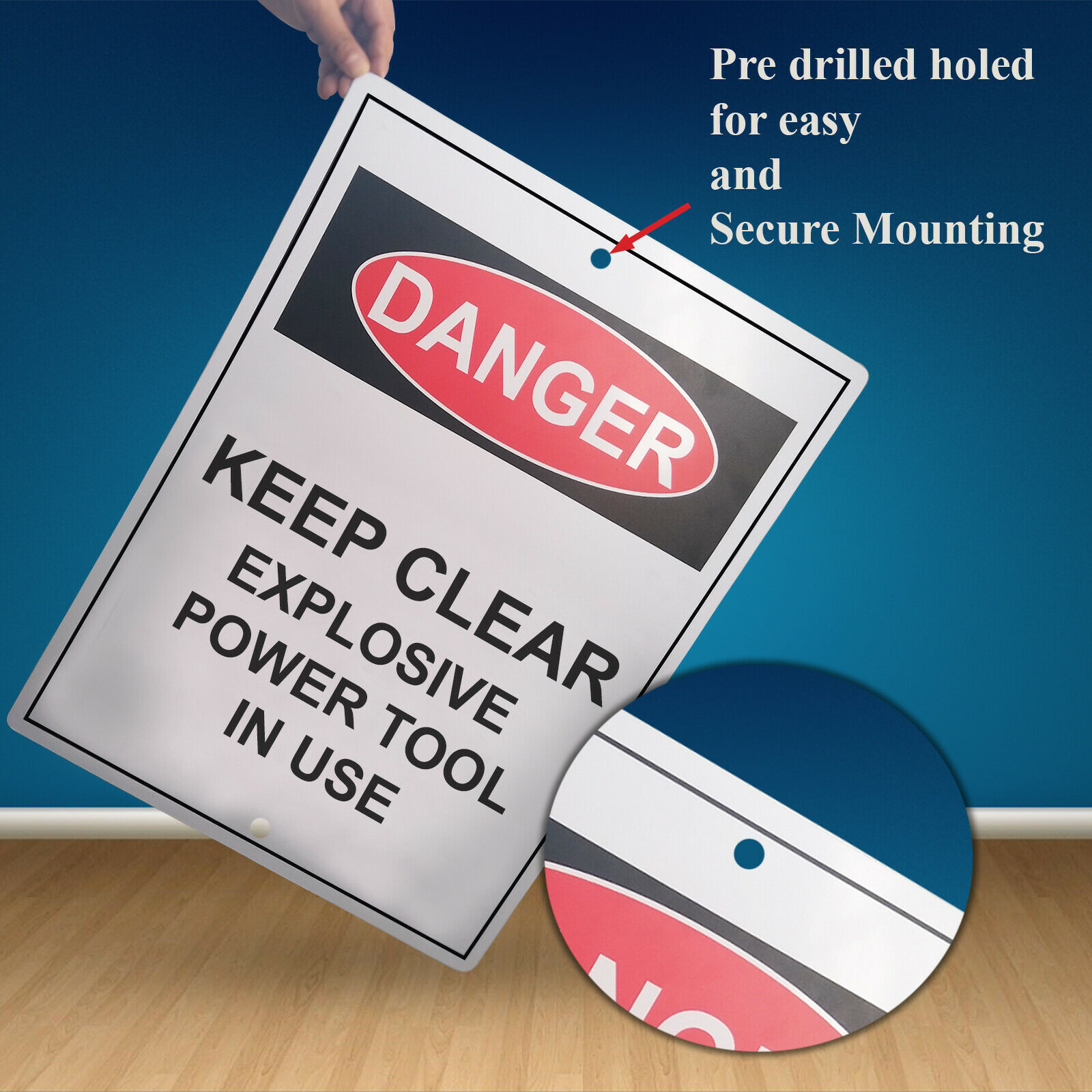 Danger Keep Clear Explosive Power Tool In Use Safety Warning Aluminum ...