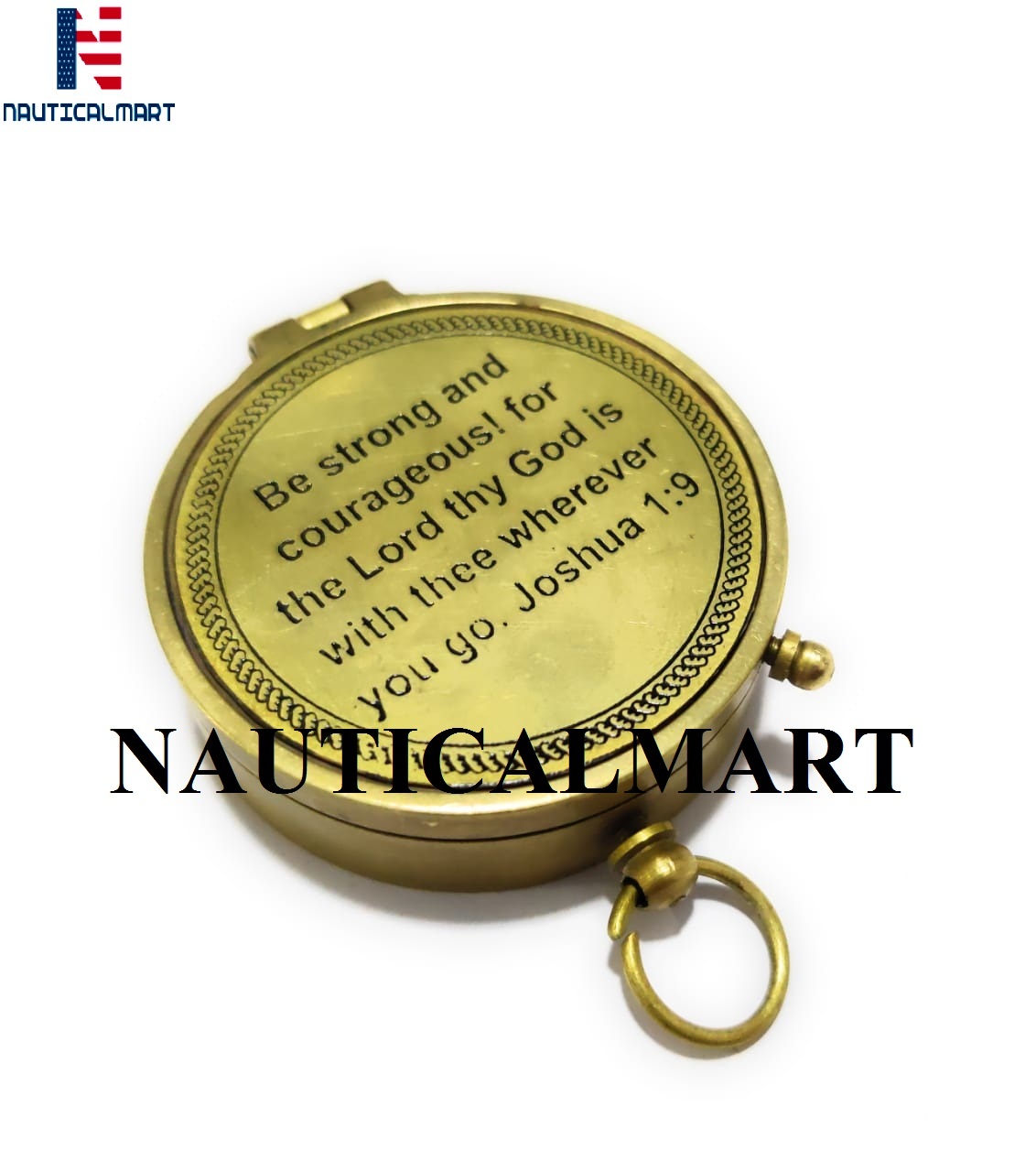 Be Strong and Courageous Engraved Brass Compass Confirmation Gift ...