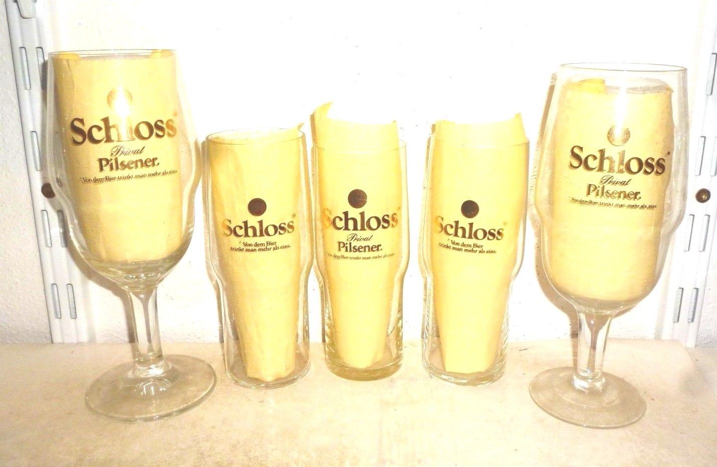 5 Schloss Brau Neunkirchen +1990 Pilsener German Beer Glasses - Germany