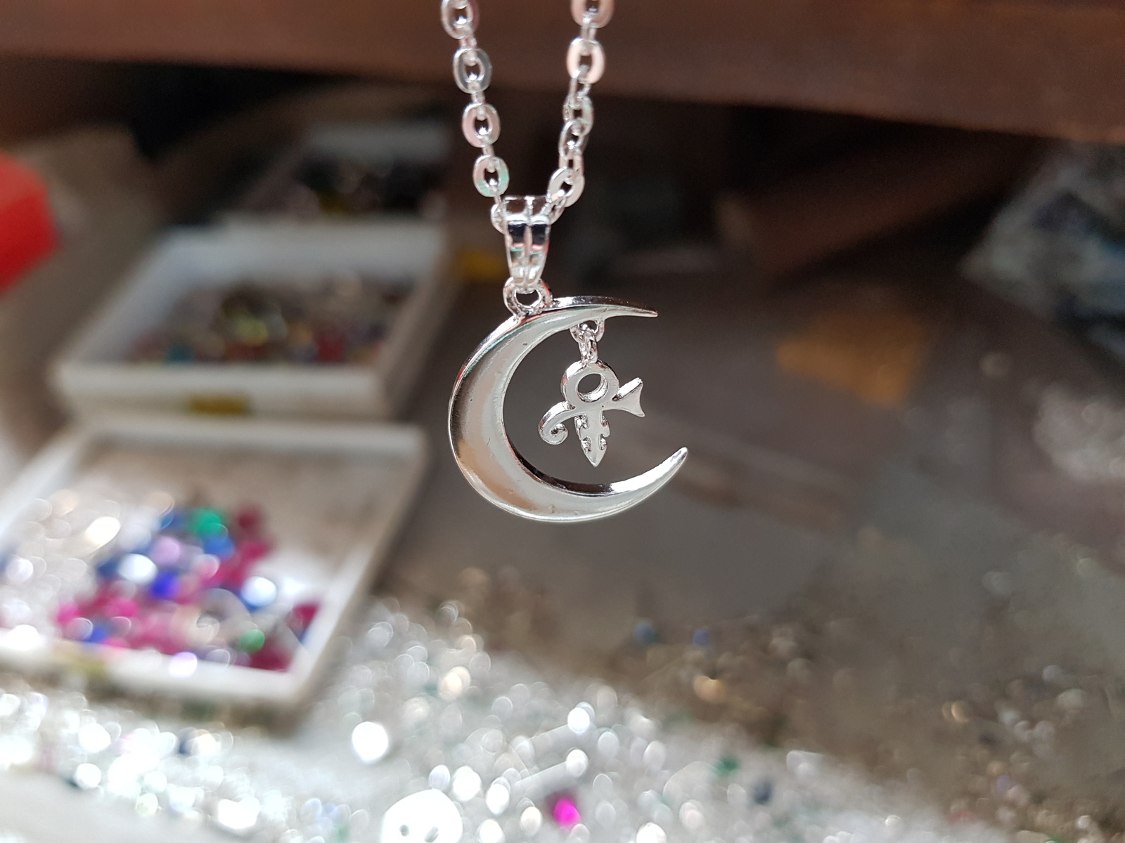 Pendant - Moon Crest Love - Remembrance Symbol - 925 Silver - Handmade ...