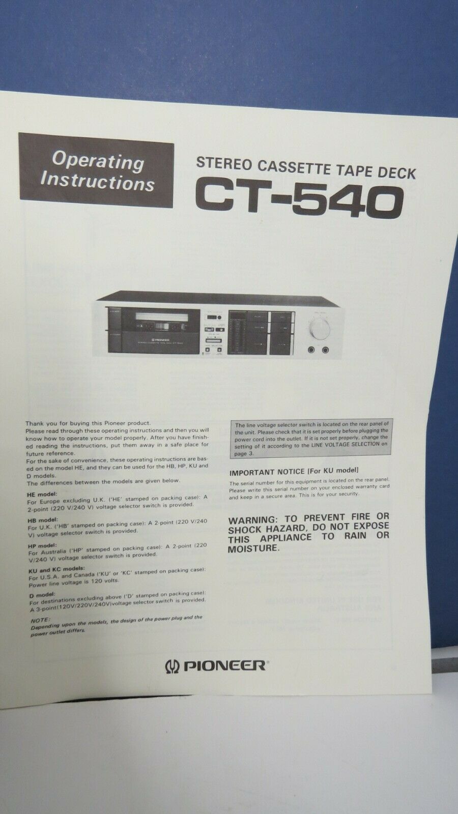 Used Pioneer CT-540 Tape recorders for Sale | HifiShark.com