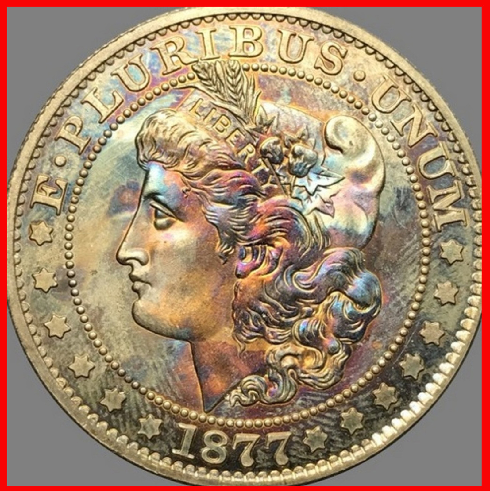 Rare Antique USA United States 1877 Morgan Half Dollar Silver Color