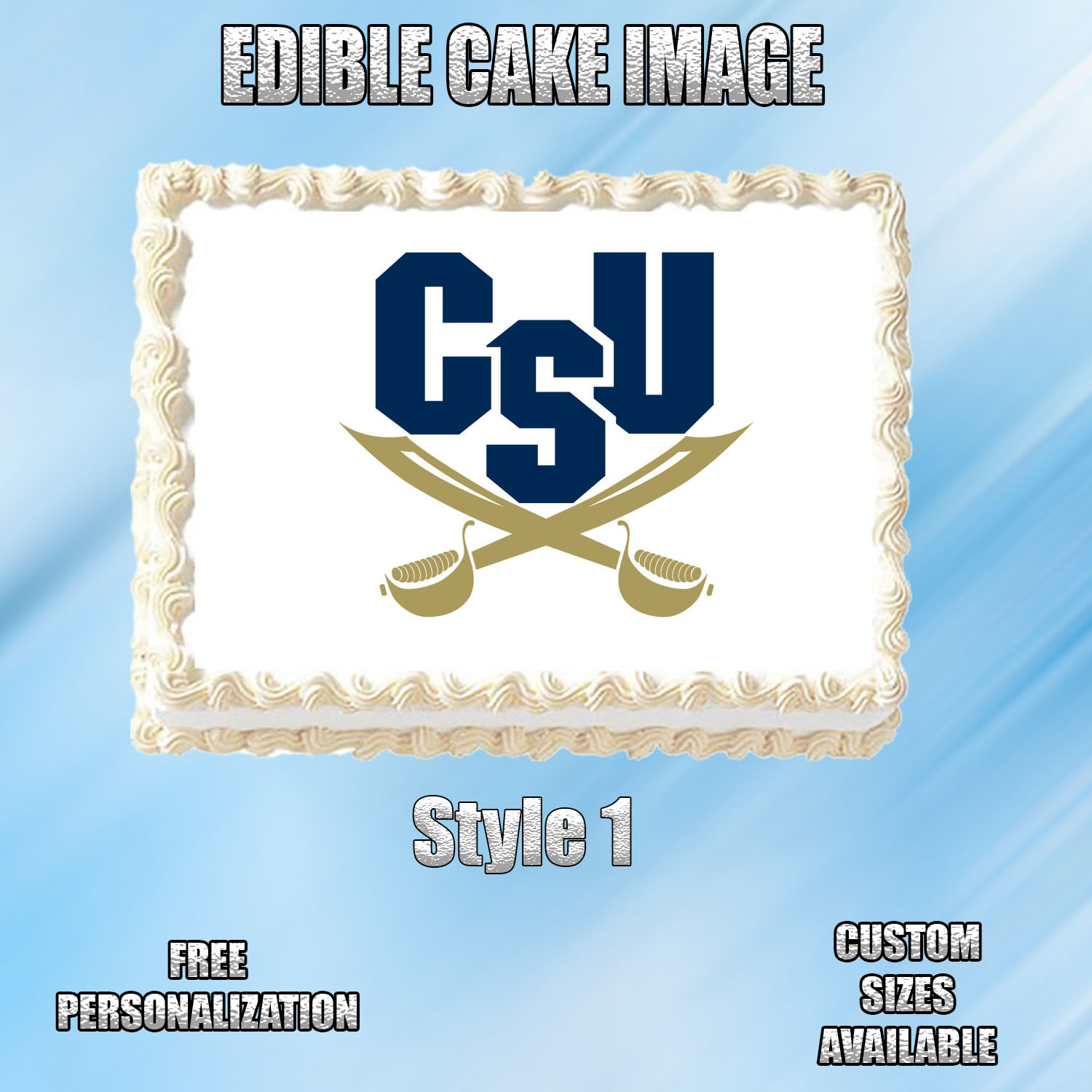 CSU Buccaneers Edible Image Topper Cupcake Frosting 1/4 Sheet 8.5 x 11 ...
