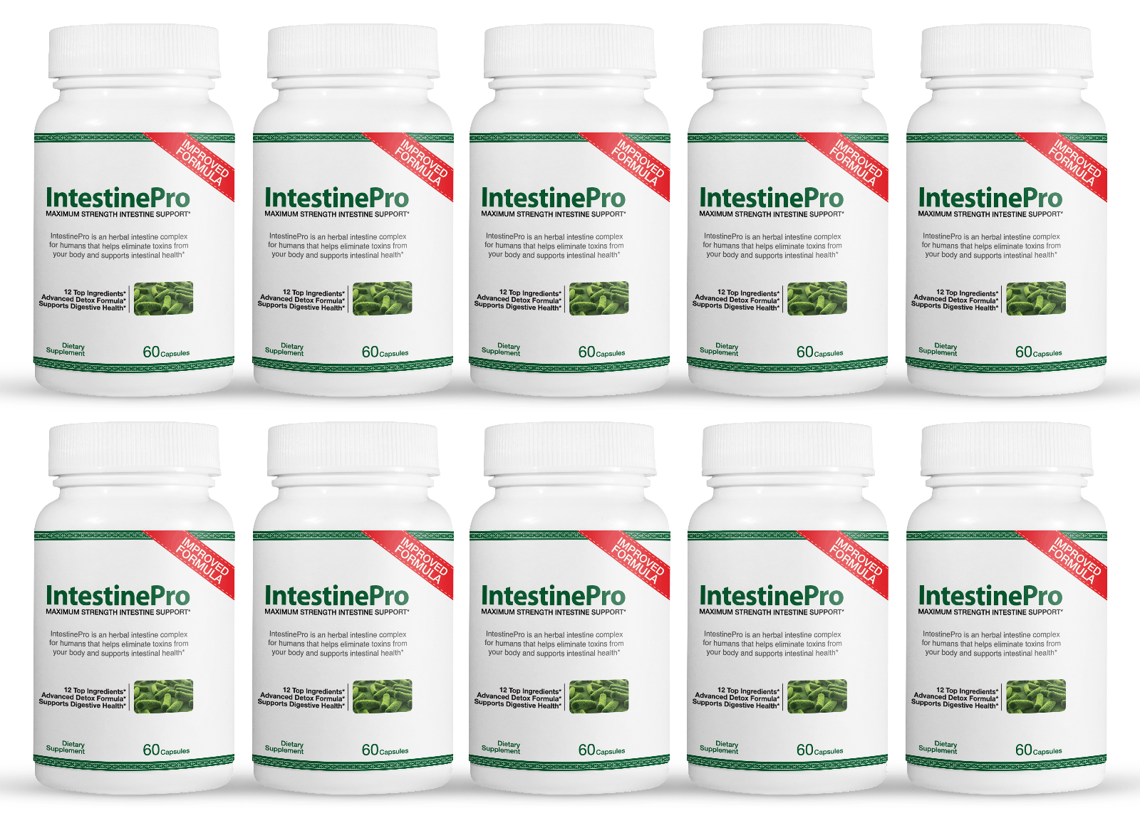 10 Pack IntestinePro, soporte intestinal de máxima fuerza-60 Cápsulas ...