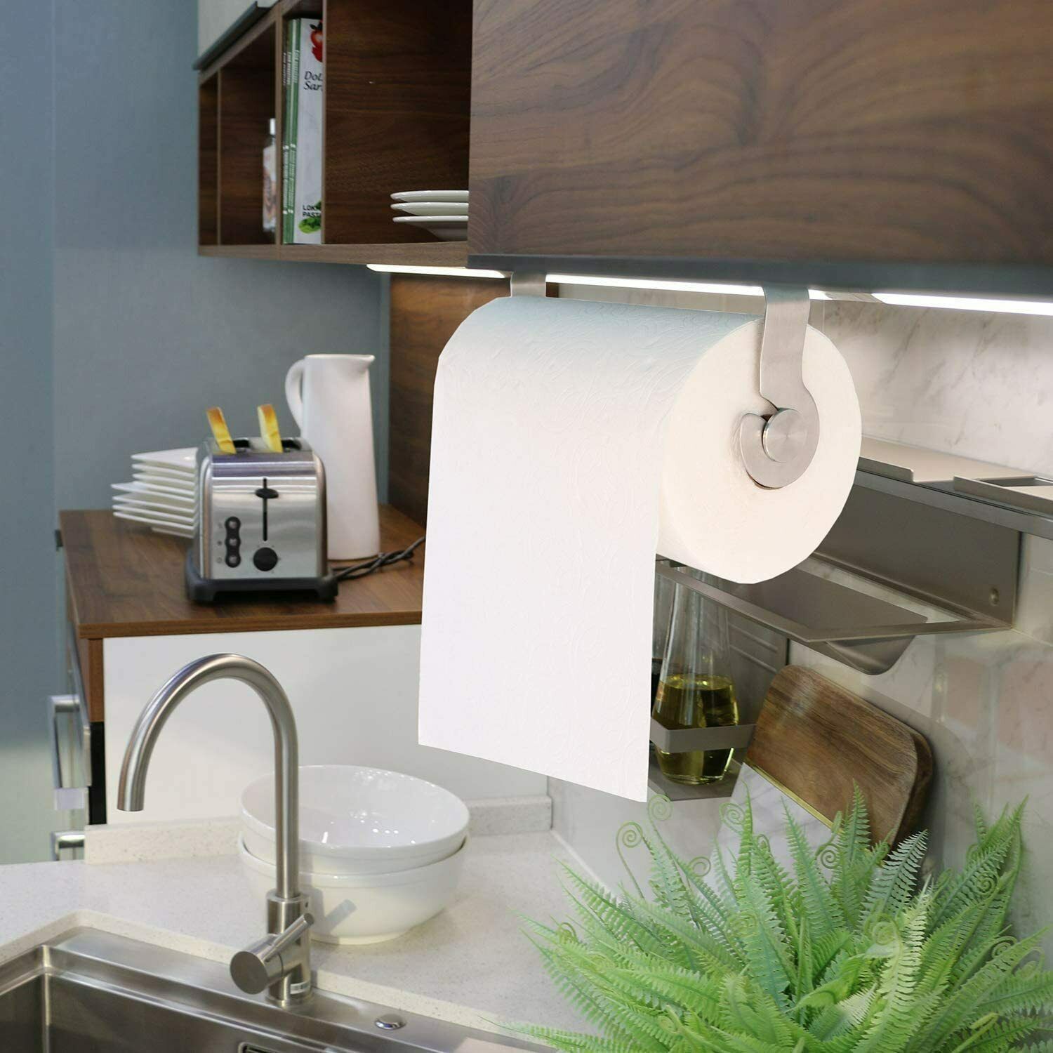Under Cabinet Or Wall Mount Adhesive Mount Paper Towel Holder Stainless