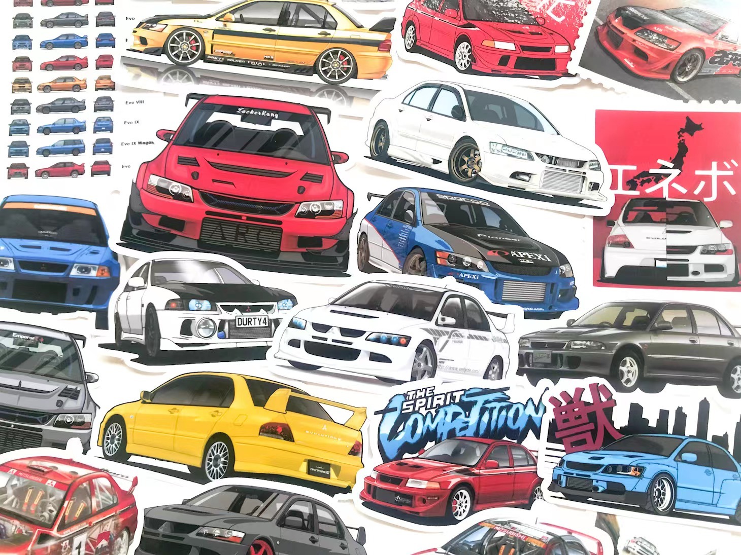 Mitsubishi Lancer Evolution EVO3 EVO4 6 7 8 9 10 Vinyl Stickers JDM ...