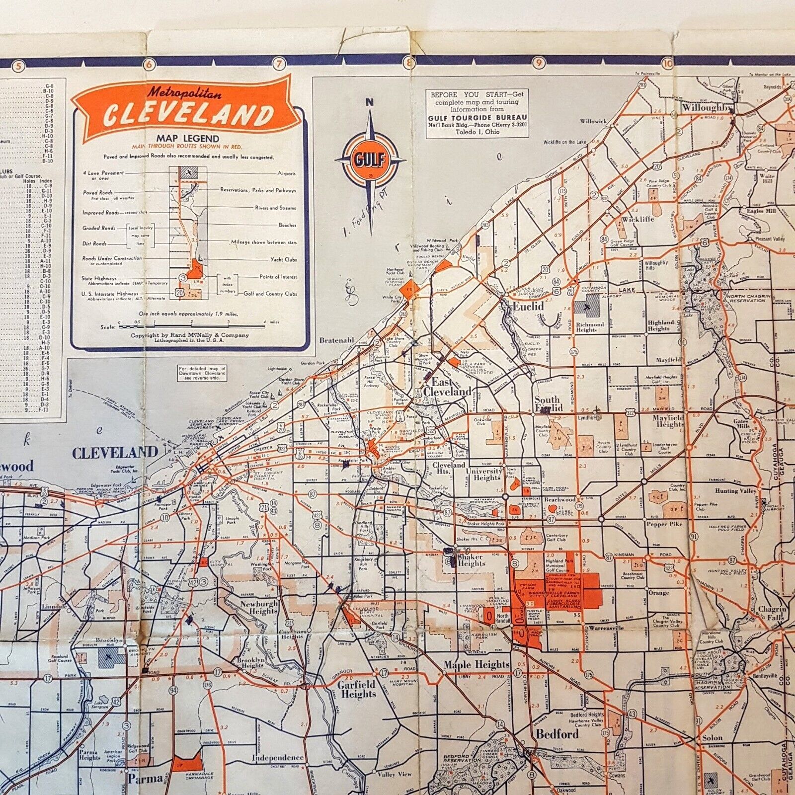 VTG 1960's Cleveland Ohio Gulf Oil Gas Station Logo City Street Travel ...