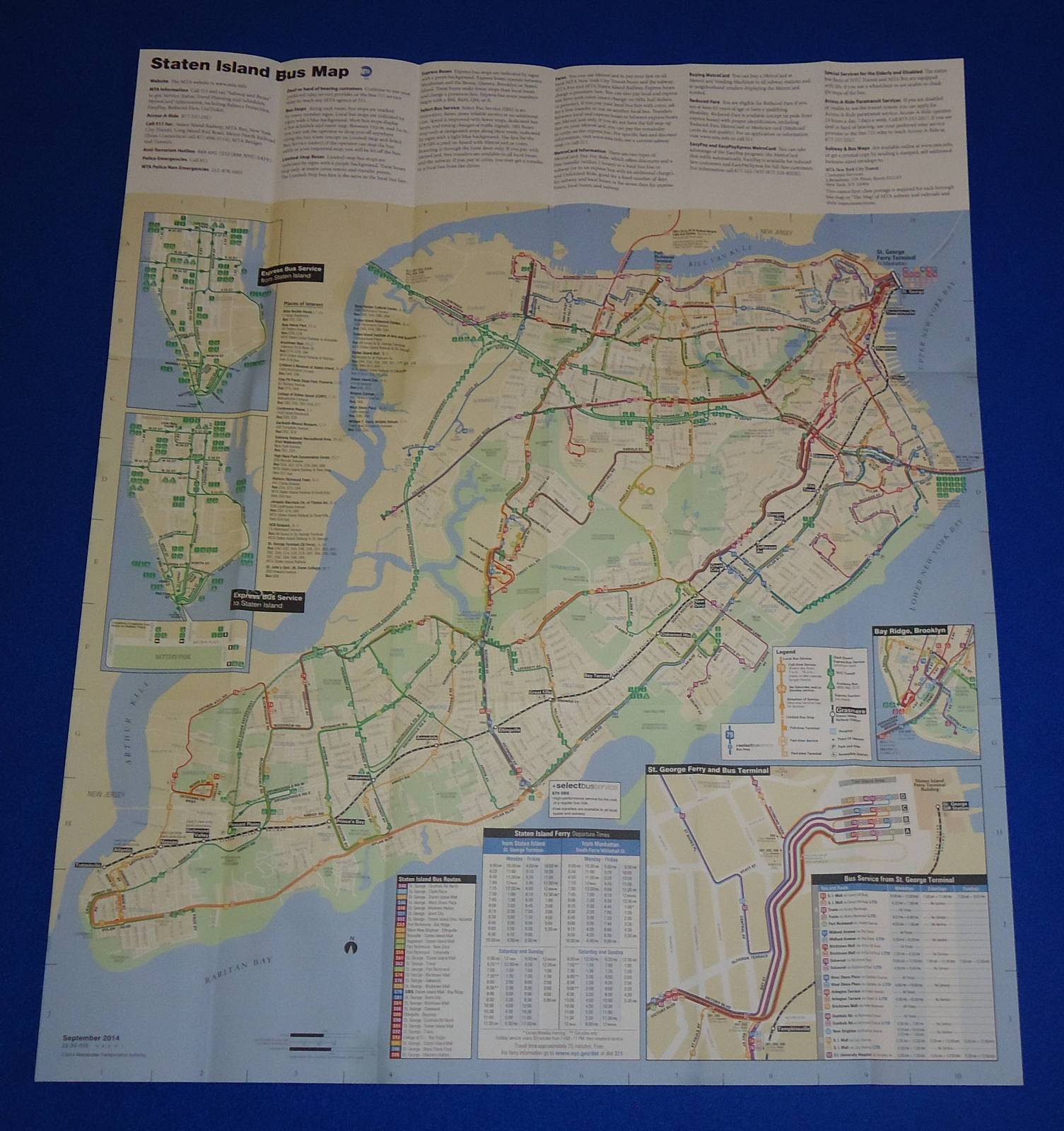 BRAND NEW STATEN ISLAND BUS FERRY RAILWAY MAP BROCHURE NEW YORK GREAT ...