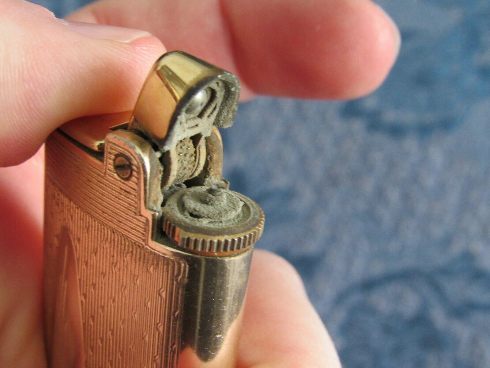 Vintage Gold Toned Ronson Varaflame Starfire Lighter Skyscraper Art ...