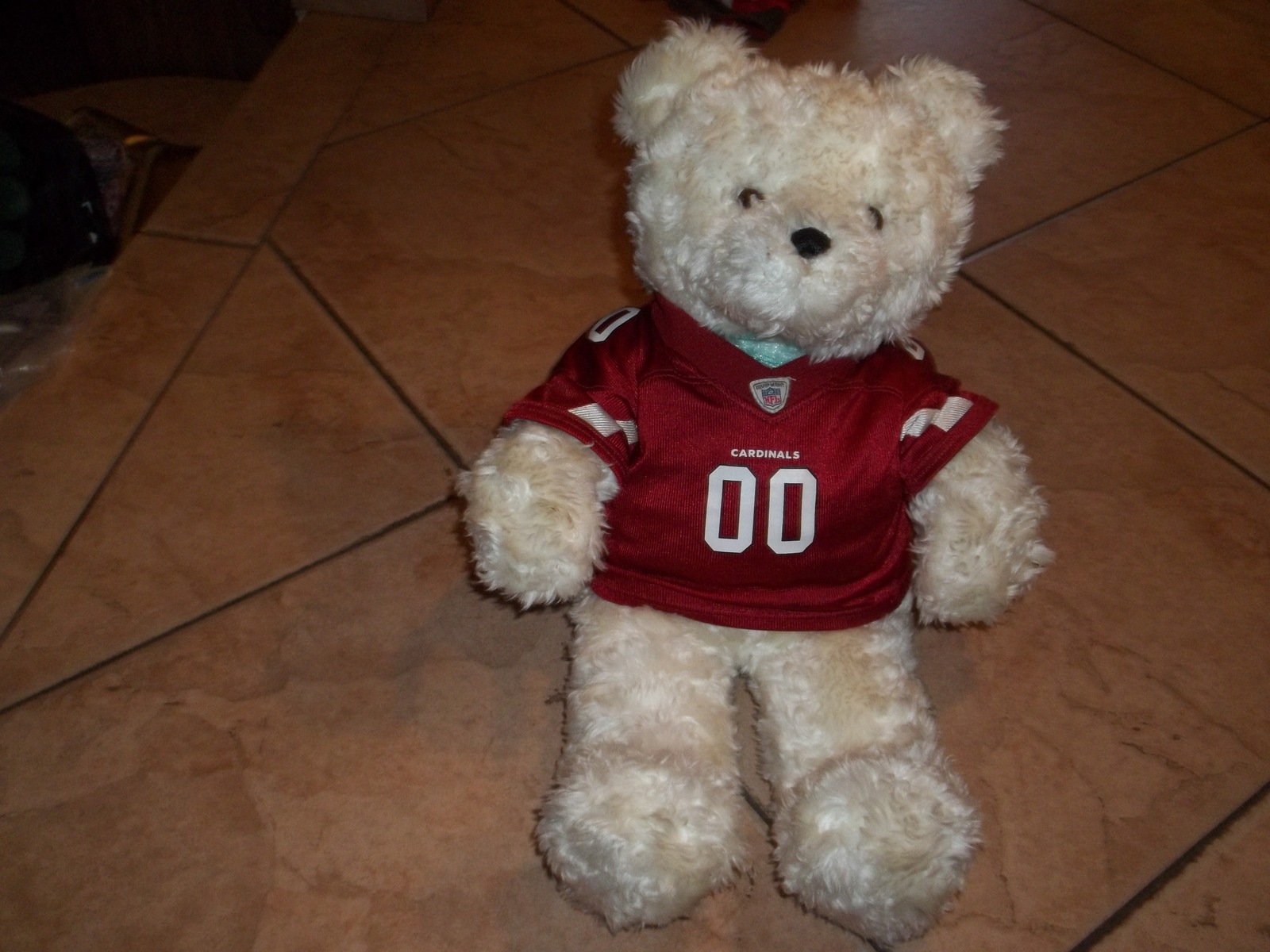 Teddy bear with red jersey on from build-a-bear - Dolls & Bears