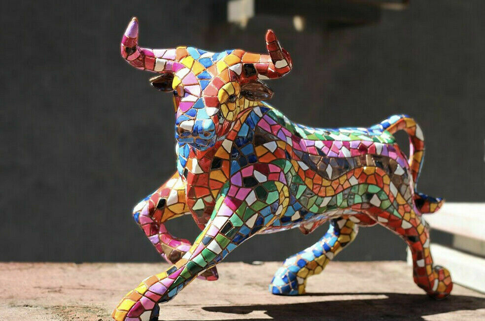 Barcino Carnival Bull Mosaic 43 cm / 16.9 in Hand Painted Spain New ...