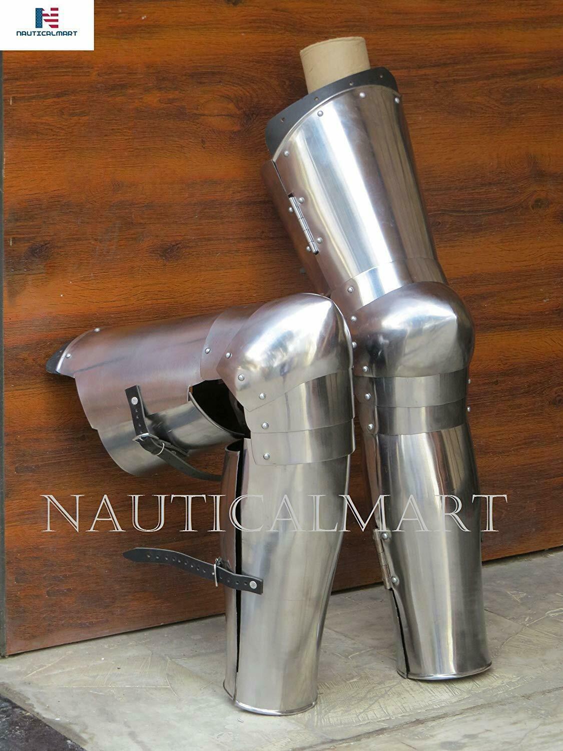 Medieval Leg Guards Leg Armor, Gothic Upper Leg- Knees and Greaves SCA ...