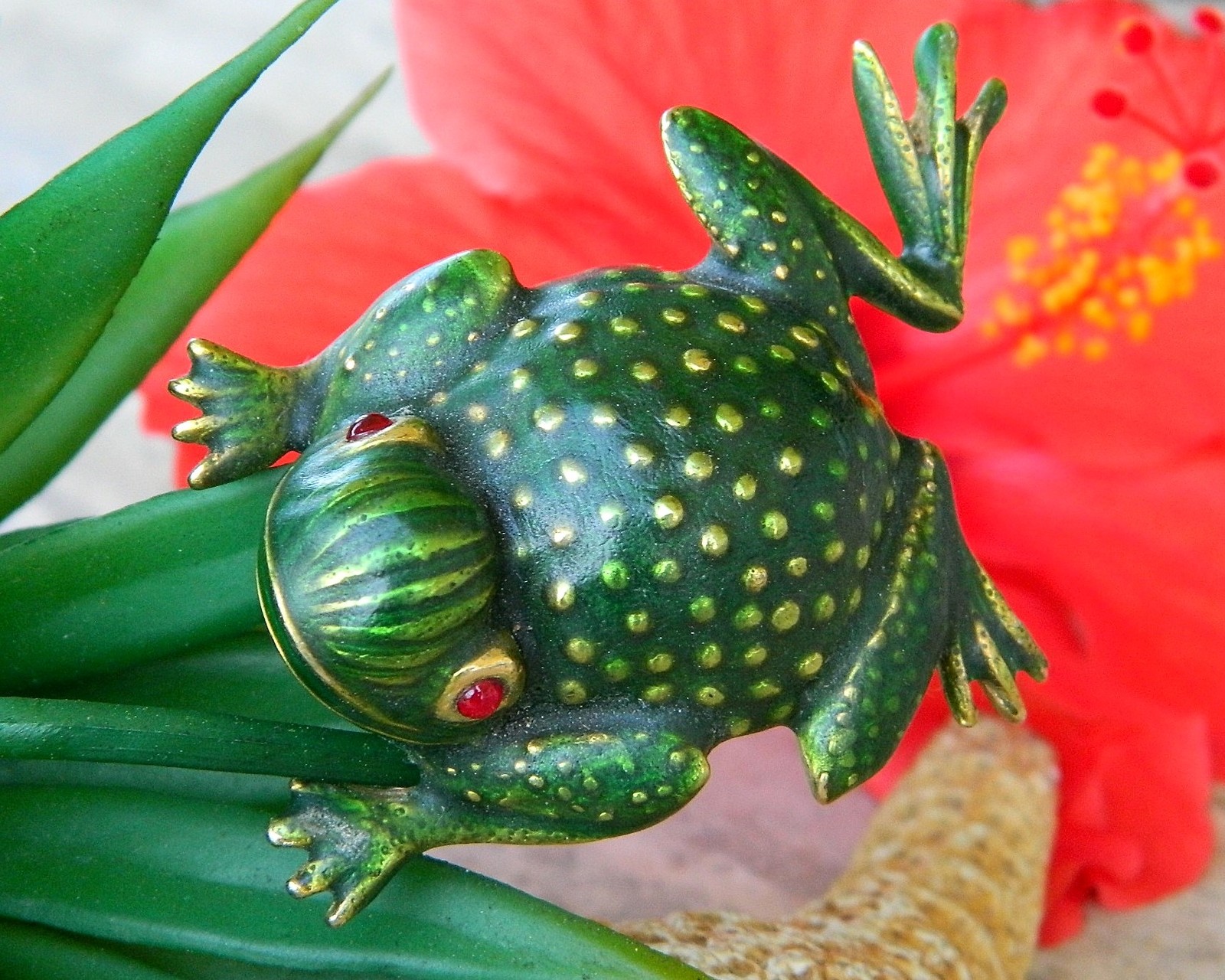 Vintage Erwin Pearl Frog Toad Green Enamel Gold Tone Brooch Pin Signed ...