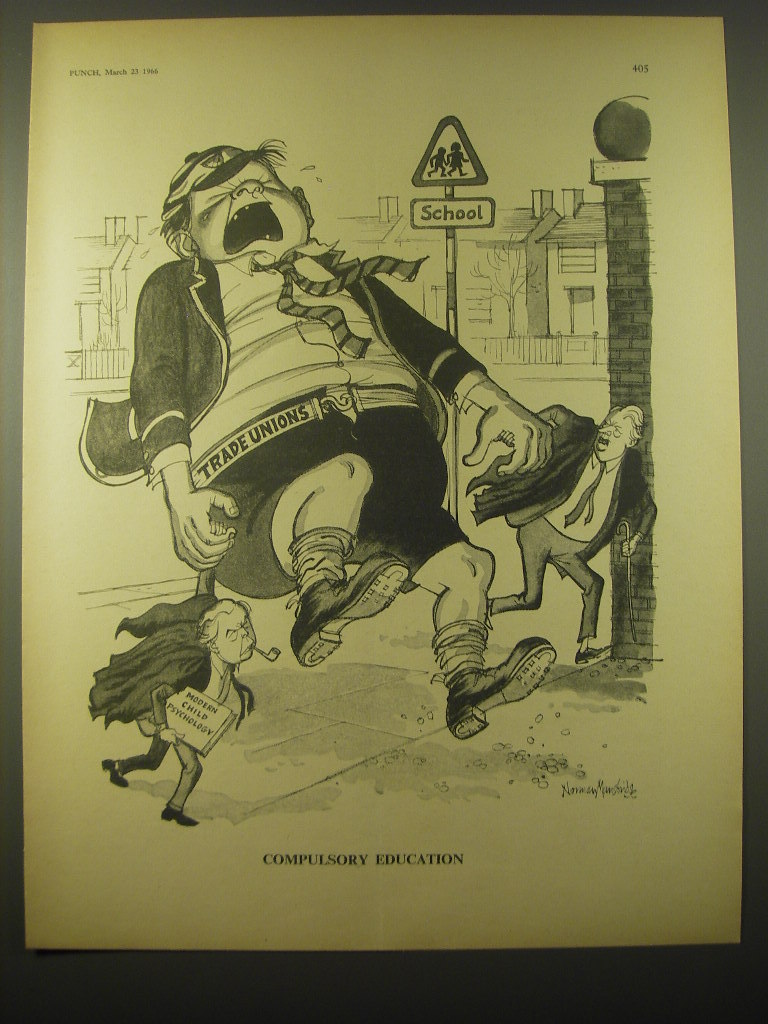 1966 Cartoon by Norman Mansbridge - Compulsory Education - 1980-89