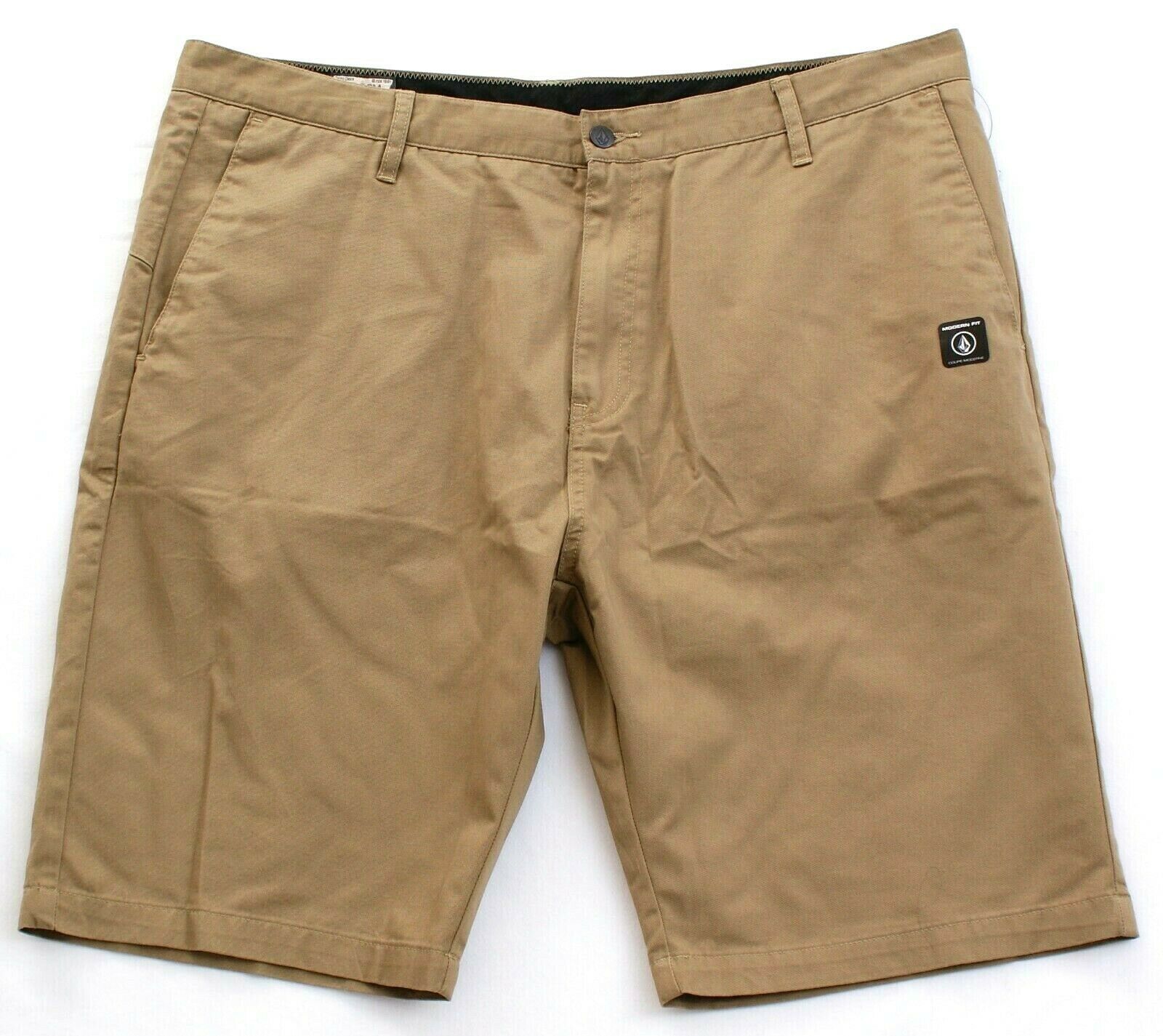 Volcom VMonty Khaki Flat Front Casual Shorts Men's NWT - Shorts