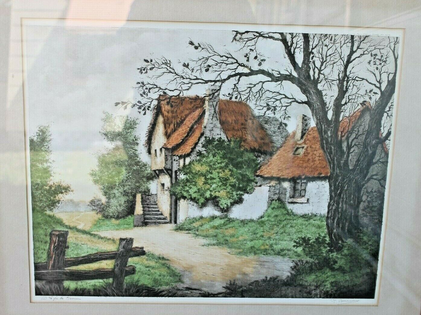 VTG Paris Etching Society Print End Of Village- Signed R Baruaip- Circa ...